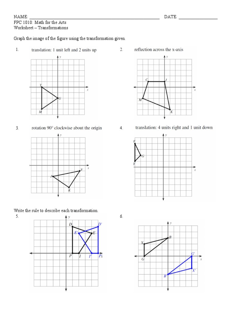 Worksheet - Transformations | PDF