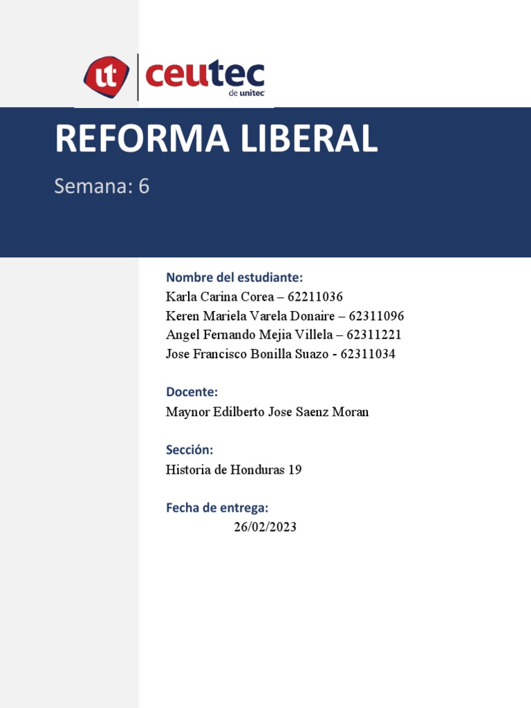 Reforma Liberal y Los Primeros Años Del Siglo XX en Honduras #1 | PDF ...