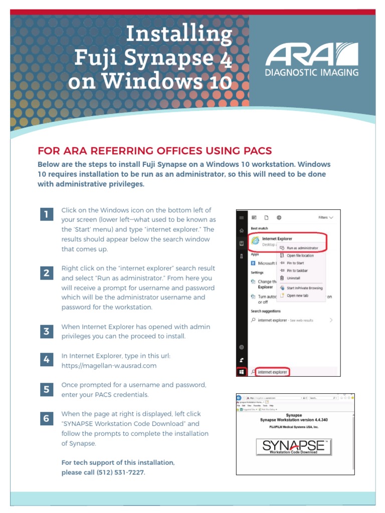 Installing Fuji Synapse 4 On Windows 10: For Ara Referring Offices Using Pacs | PDF
