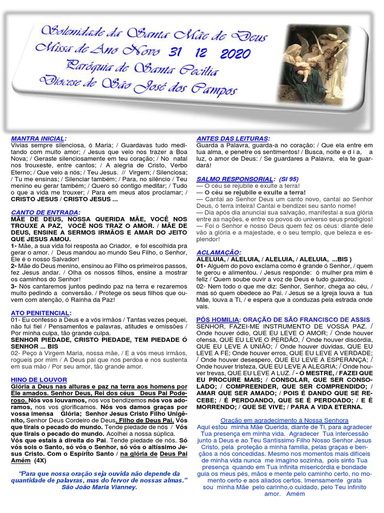 SONELIDADE DA SANTA MÃE DE DEUS - MISSA DE A NO NOVO 31 12 2020 ... SONELIDADE DA SANTA MÃE DE DEUS - MISSA DE A NO NOVO 31 12 2020 ...