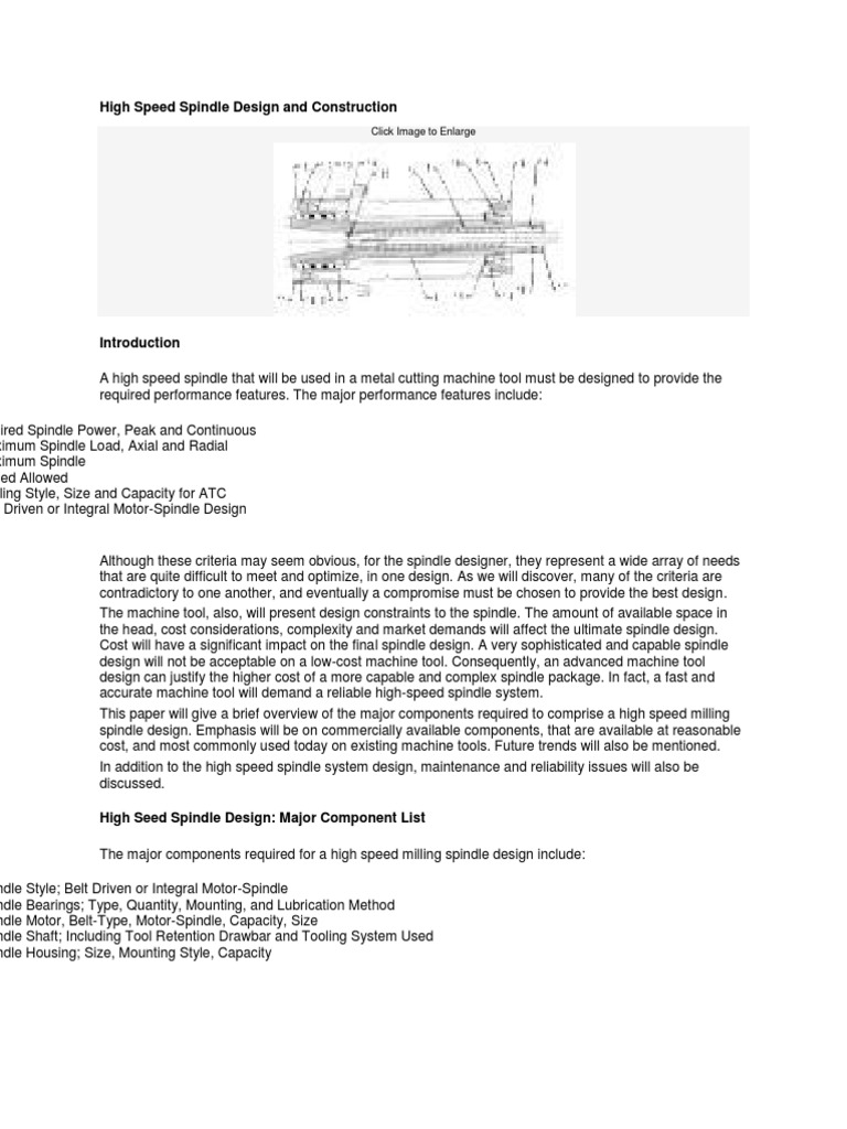 High Speed Spindle Design and Construction | PDF | Bearing (Mechanical ...