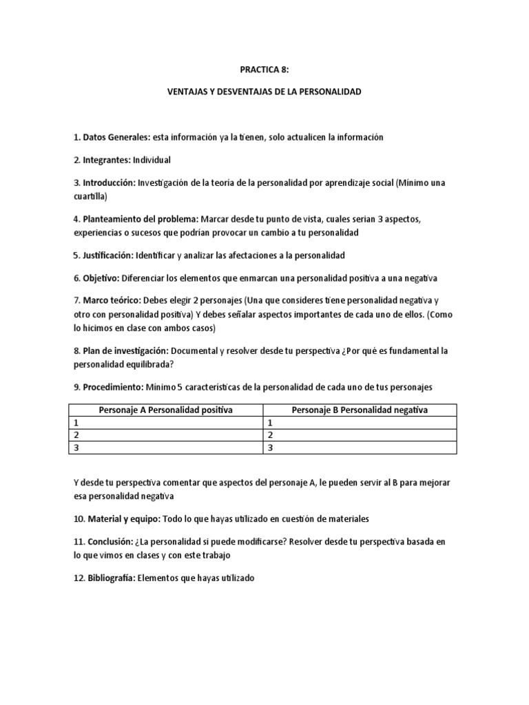 PRACTICA 8 Caracteristicas | PDF | Crecimiento personal y profesional