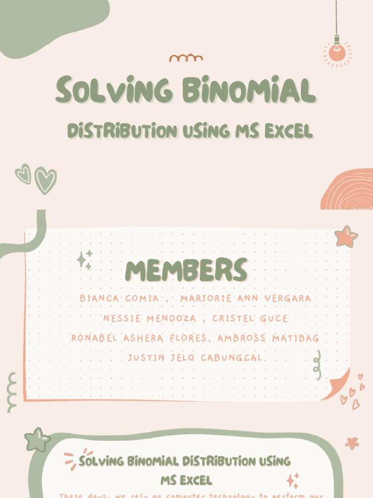 Solving Binomial Distribution Using MS Excel 1 | PDF | Probability Distribution | Variance