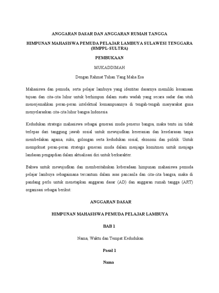 Anggaran Dasar Dan Anggaran Rumah Tangga Pdf 