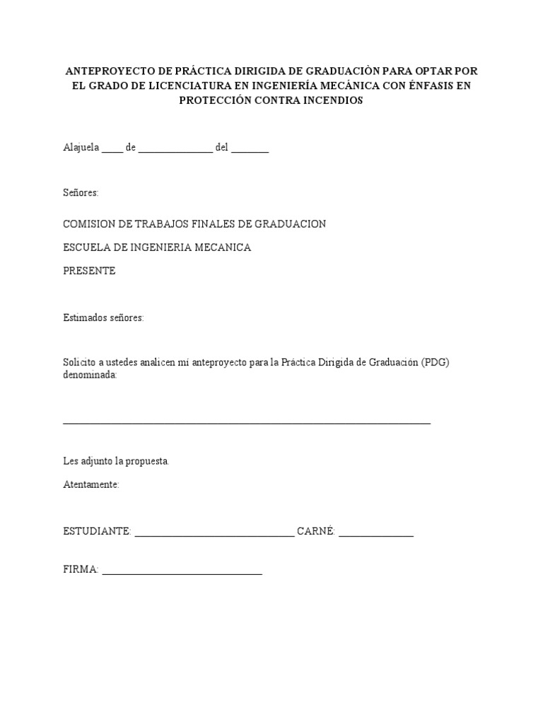 Formato de Carta de Presentación Del Anteproyecto de PDG A La CTFG | PDF