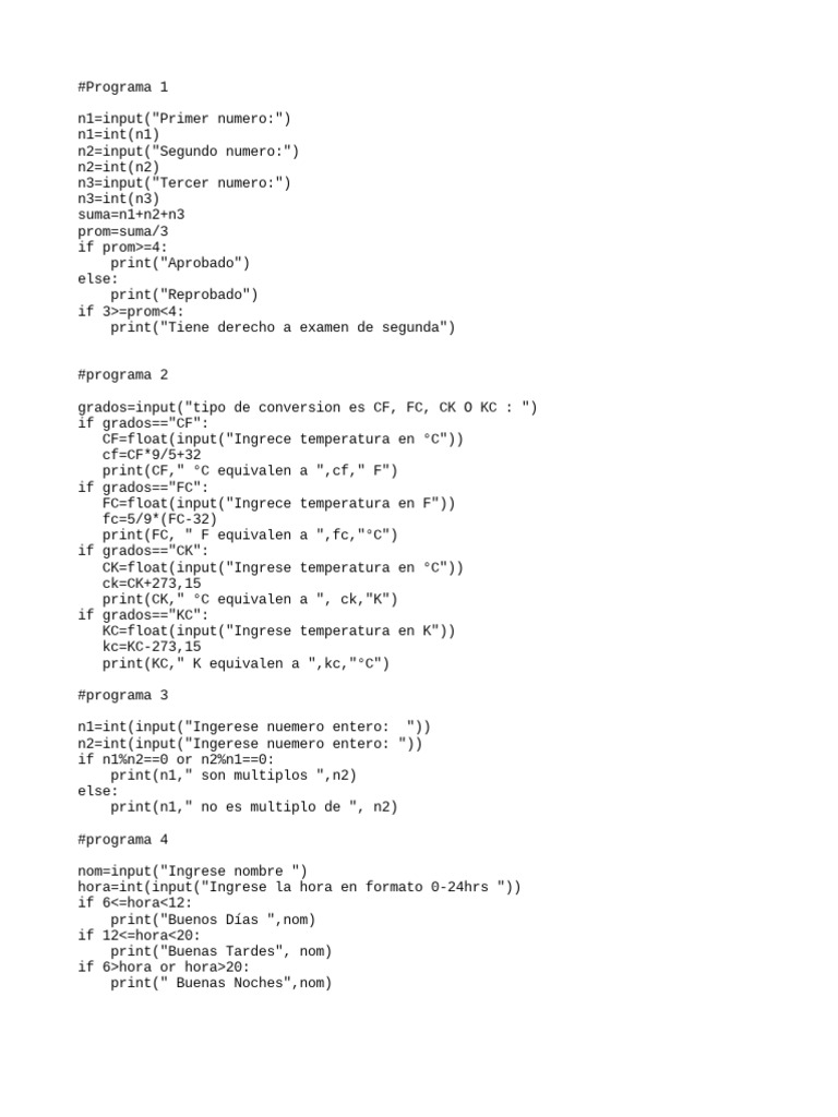 Programas en Python | PDF