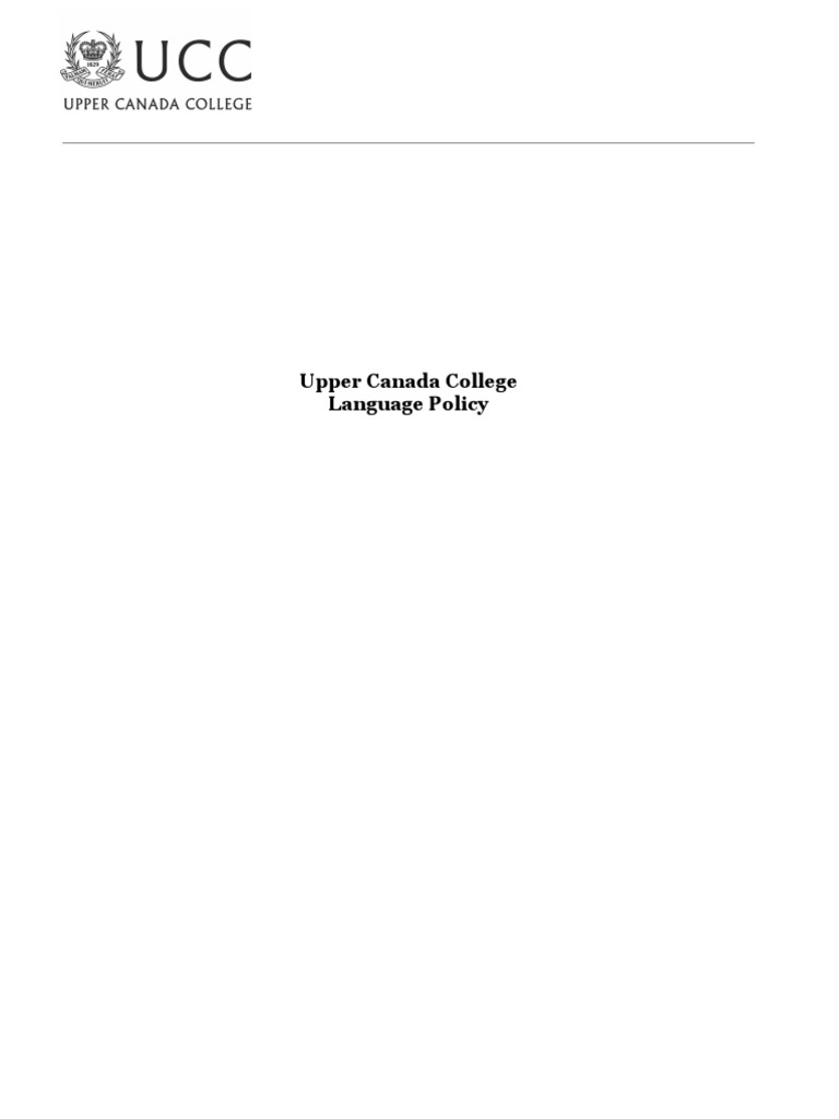 UCC Language Policy - Reviewed June 2022 | PDF | Curriculum | Teachers