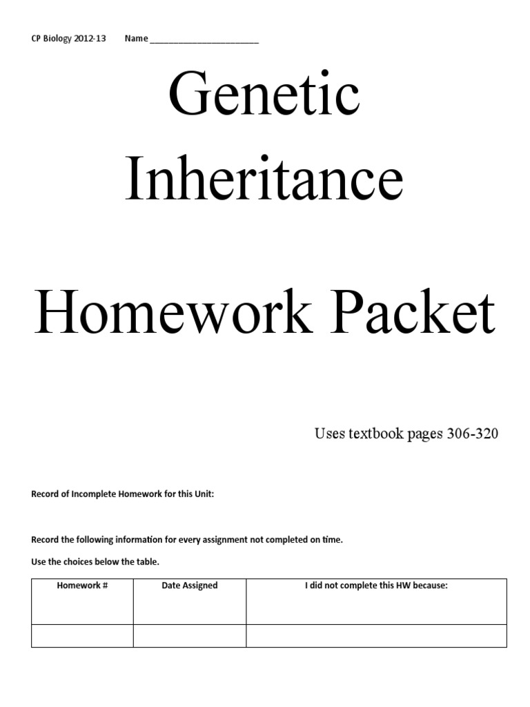 KEY Genetics HW Packet 2012-13 - MK | PDF | Dominance (Genetics) | Genotype