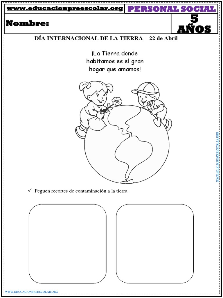 Actividades Del Dia Internacional de La Tierra para Niños de 5 Años ...