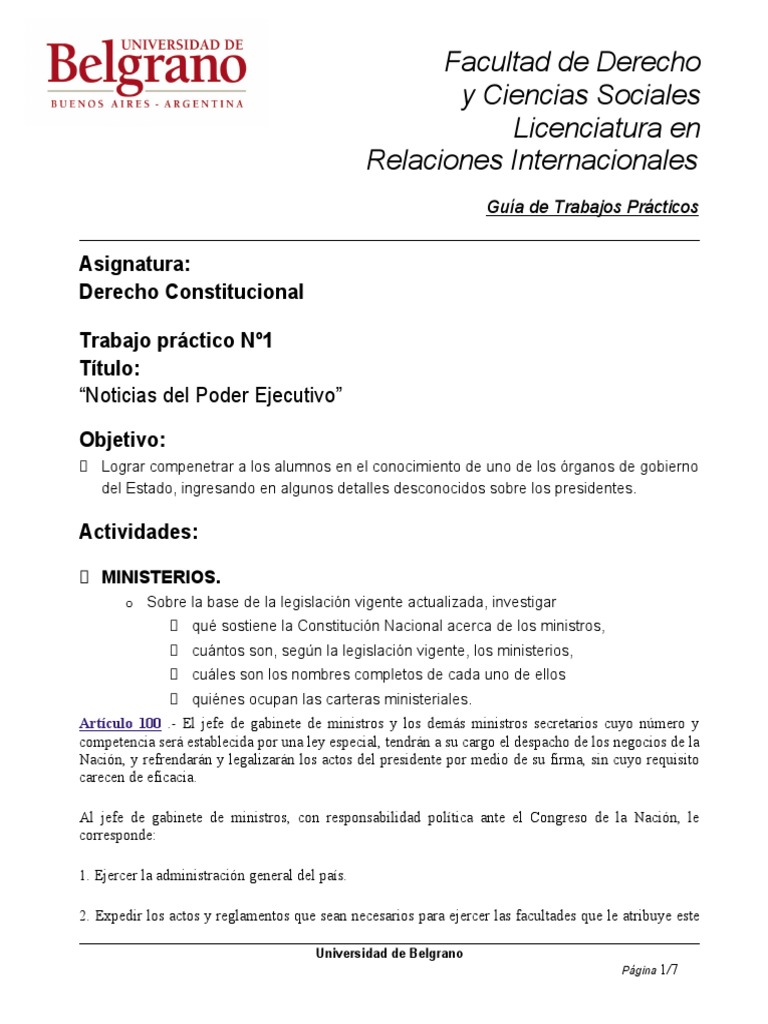 Trabajo Práctico Nº1 Derecho Constitucional - Matias D'Angelo | PDF ...