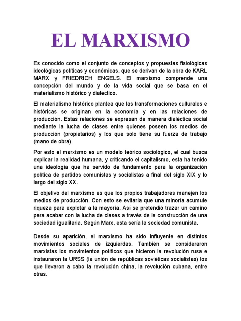 El Marxismo | PDF | marxismo | Karl Marx