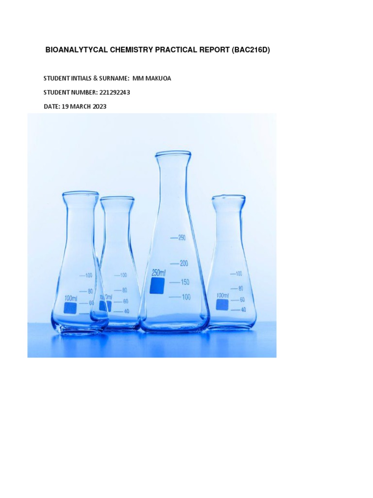 Bioanalytycal Chemistry Practical Report | PDF | Titration | Chemistry