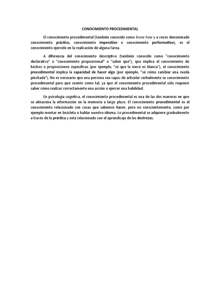 Conocimiento Procedimental | PDF