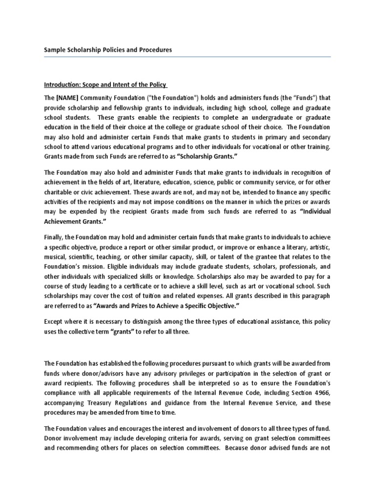 Sample Employee Scholarship Policy Template | PDF | Postgraduate ...