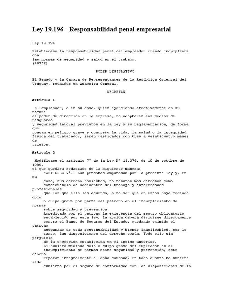 Ley 19.196 | PDF | Derecho penal | Ministerio (Departamento de Gobierno)
