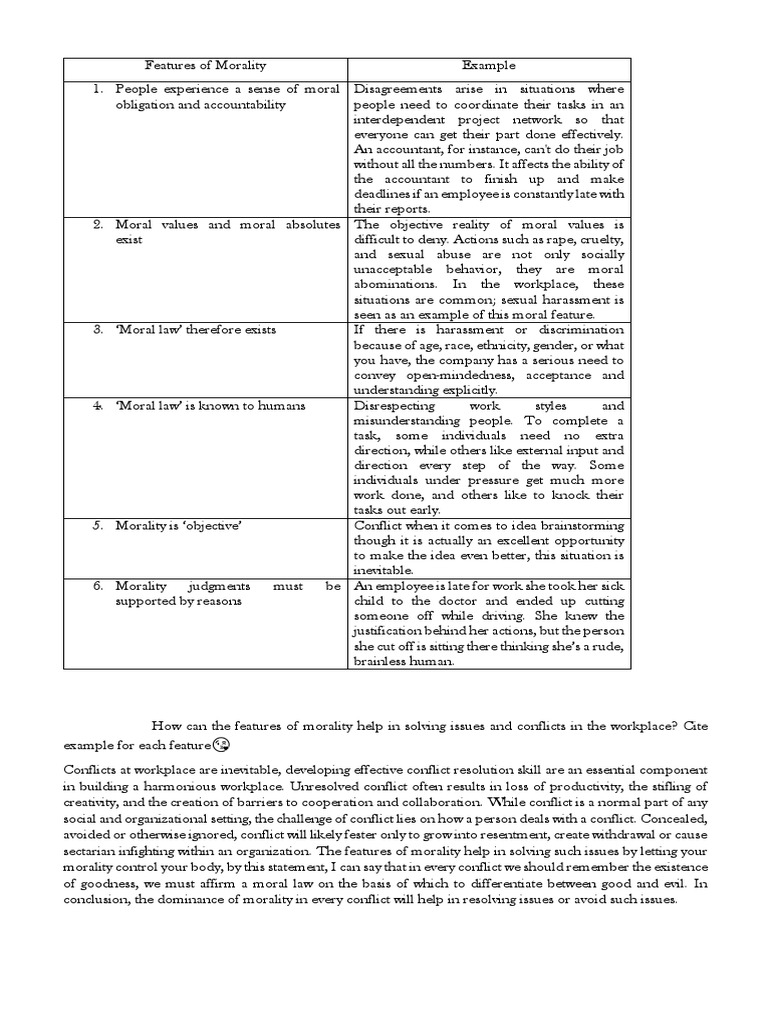 Features Of Morality Pdf Morality Sexual Harassment