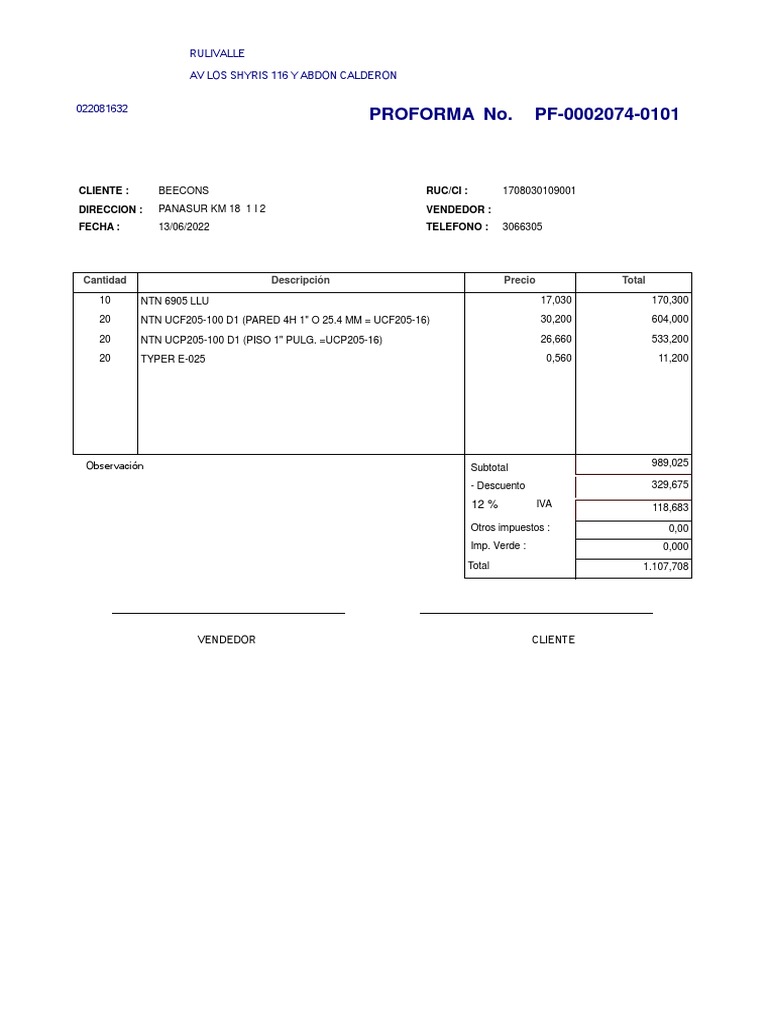 Rptfactura_proforma beecons ntn 13-06-2022 | PDF