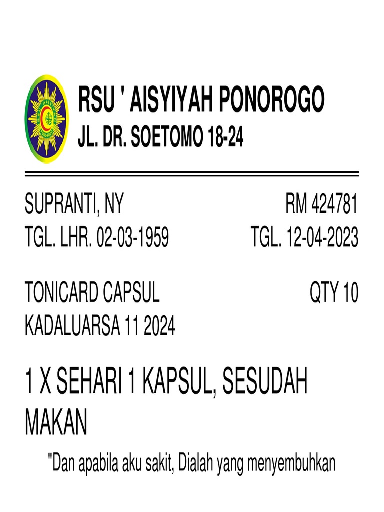 Jadwal Obat di RSU Aisyiyah Ponorogo | PDF | Kesehatan Holistik