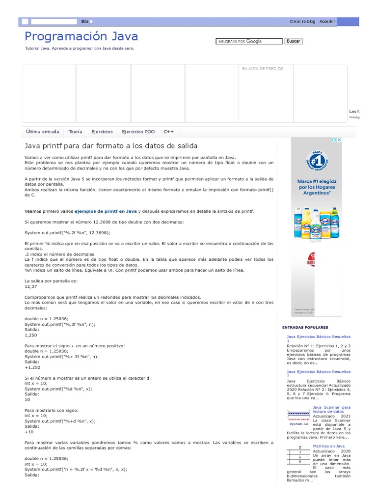 2021-07-30-Programación Java - Java Printf para Dar Formato A Los Datos de Salida | PDF | Java ...