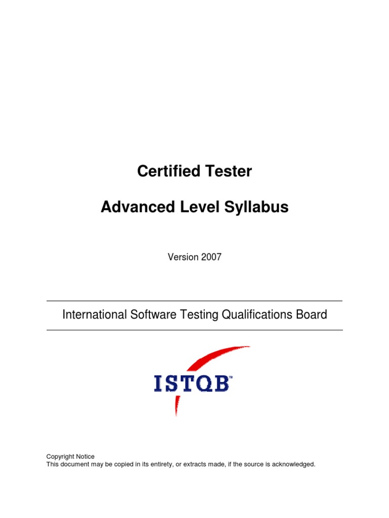 ISTQB Advanced Level Syllabus | PDF | Business