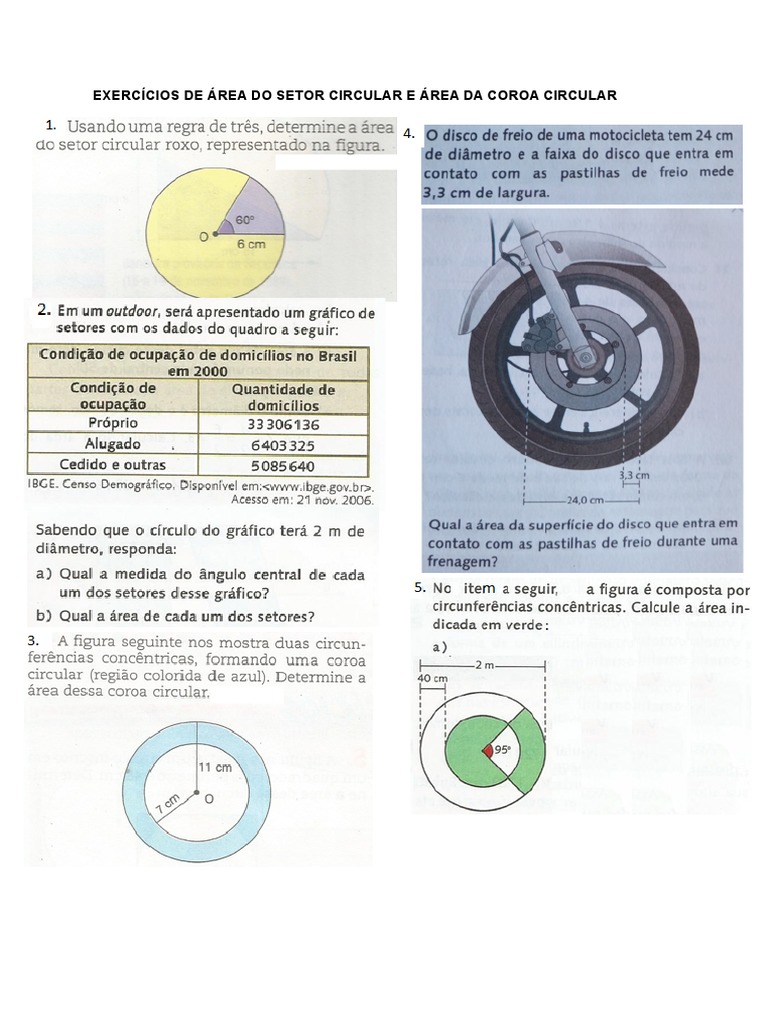 Cálculo da Área do Setor Circular e da Coroa Circular: Fórmulas e ...