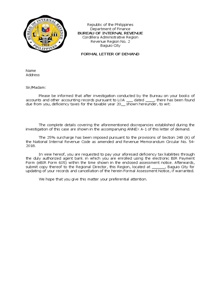 tax FORMAL LETTER OF DEMAND | PDF