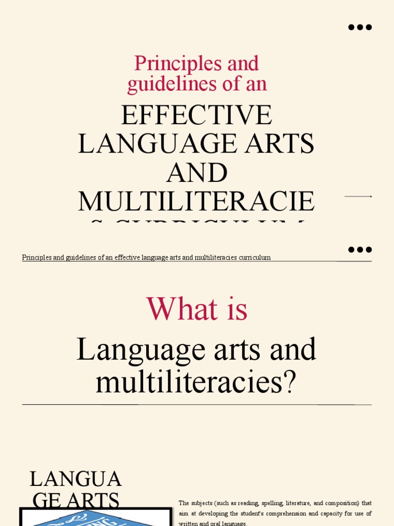 Principles and Guidelines of An: Effective Language Arts AND ...