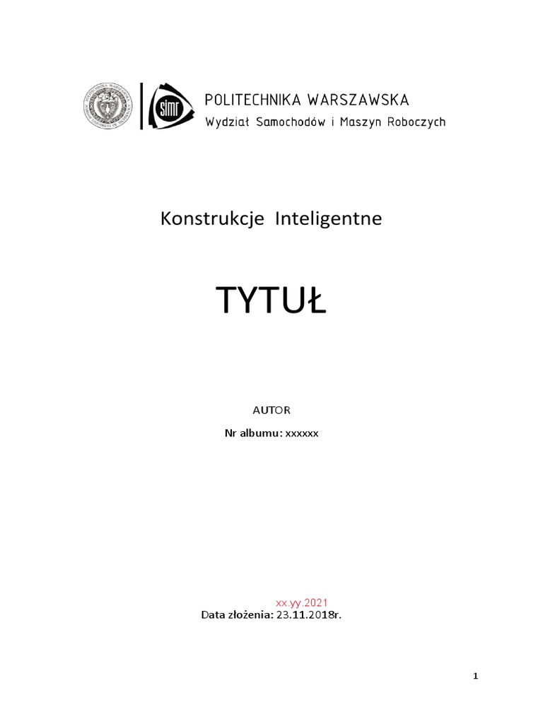 KI - Strona Tytulowa-Wzor - KI | PDF