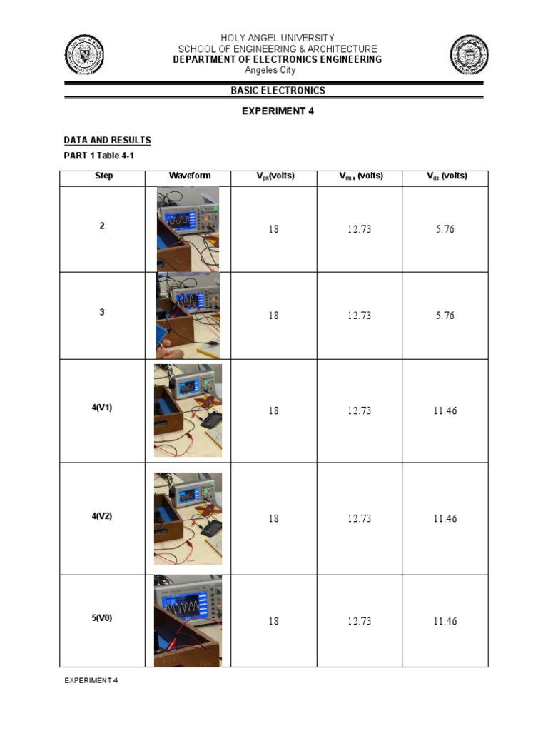 Experiment 4 Report Template | PDF | Rectifier | Electronics
