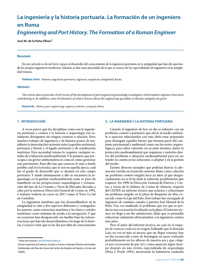 Engineering and Port History. The Formation of A Roman Engineer ...