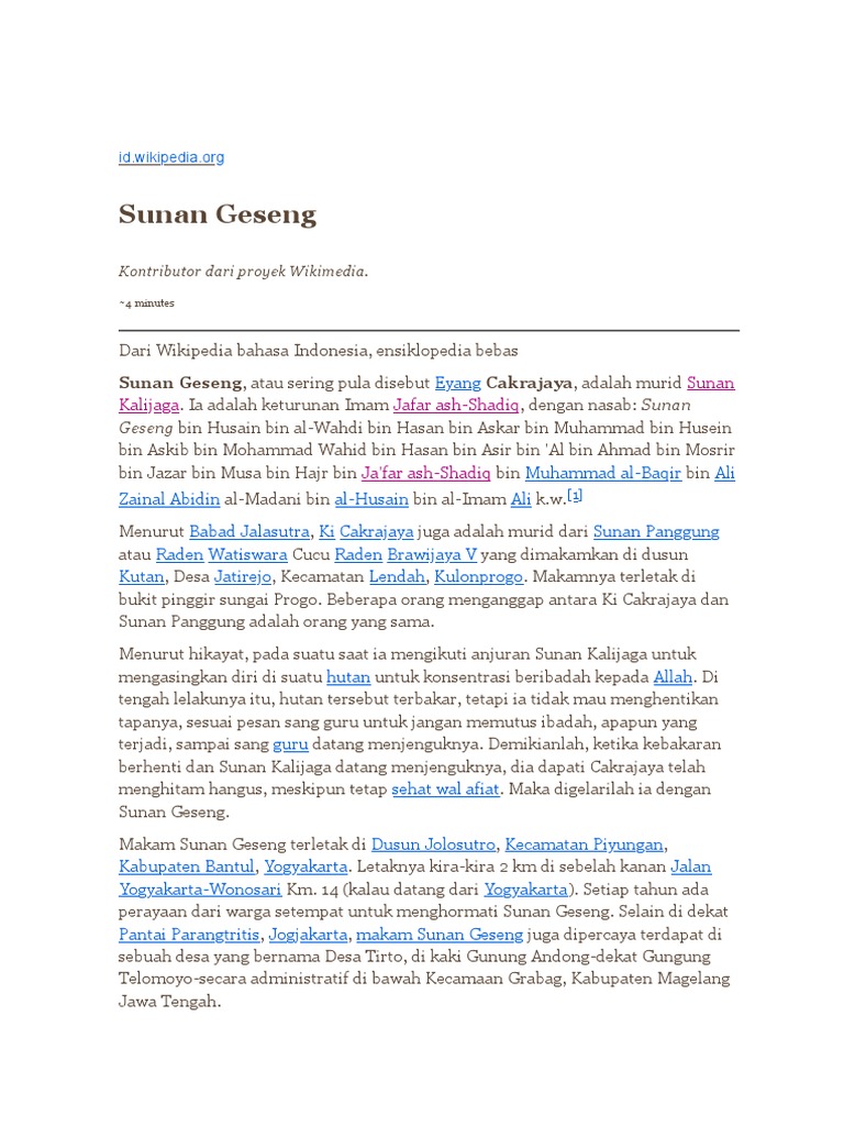 Sunan Geseng v. Wikipedia | PDF