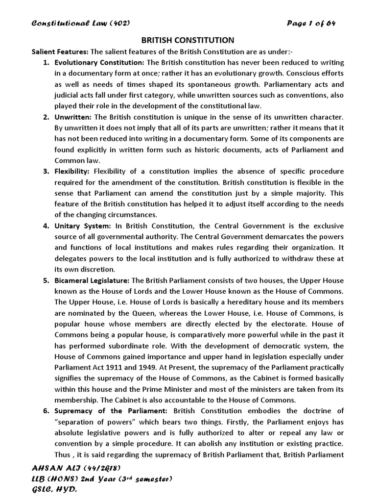 British Constitution | PDF | Constitution | Rule Of Law