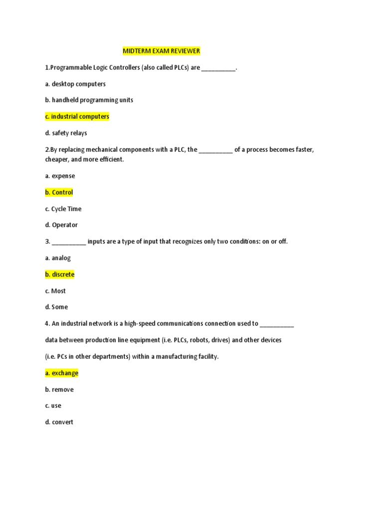 MIDTERM EXAM RE-WPS Office | PDF | Programmable Logic Controller | Computer Network