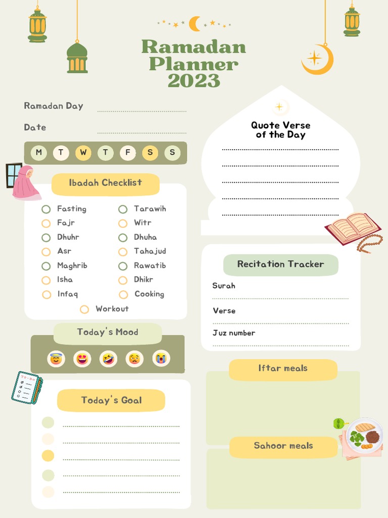 Ramadan Planner 2023: Ibadah Checklist | PDF