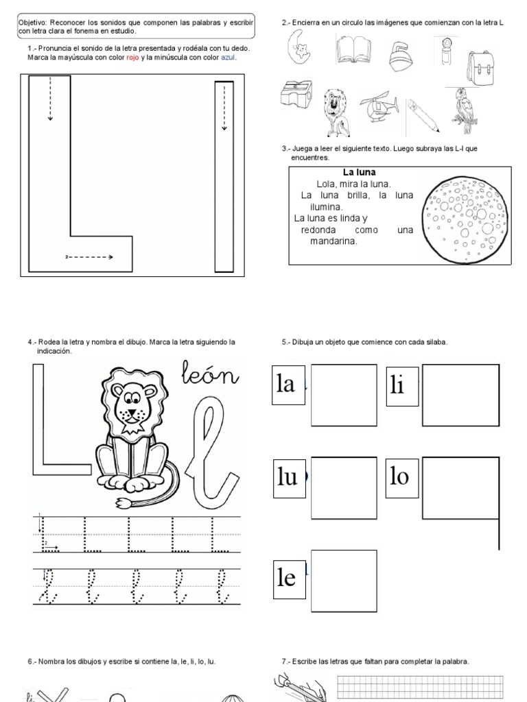 Guia letra L Nº1 | PDF