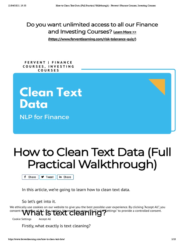 How To Clean Text Data (Full Practical Walkthrough) - Fervent - Finance Courses, Investing ...