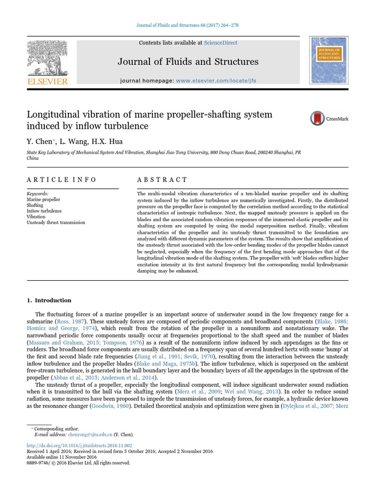 Longitudinal Vibration of Marine Propeller-Shafting System | PDF ...