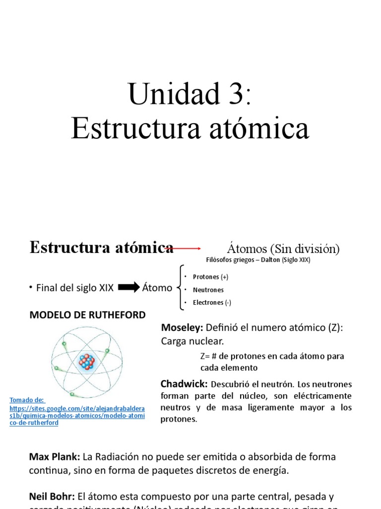 Unidad 3: Estructura Atómica | PDF | Átomos | Núcleo atómico