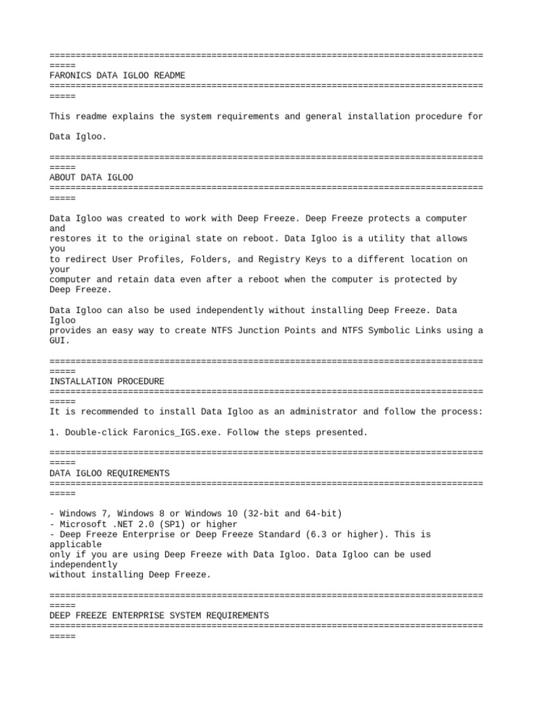 Faronics Data Igloo README | PDF | Microsoft Windows | Windows 7