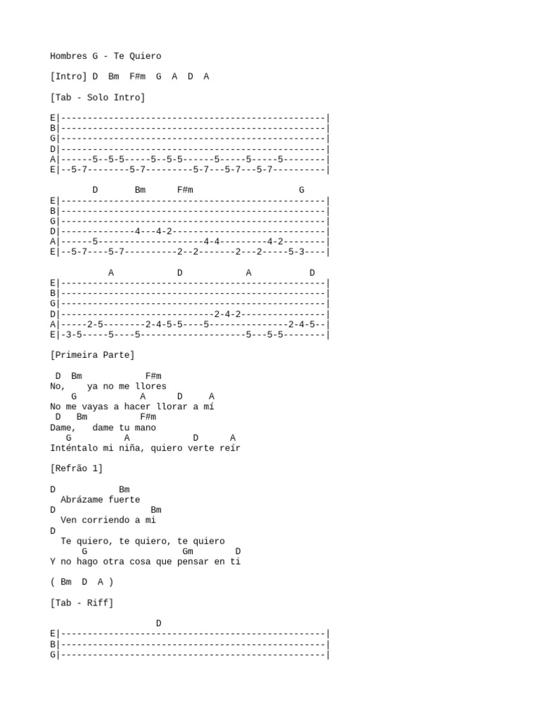 Hombres G - Te Quiero | PDF