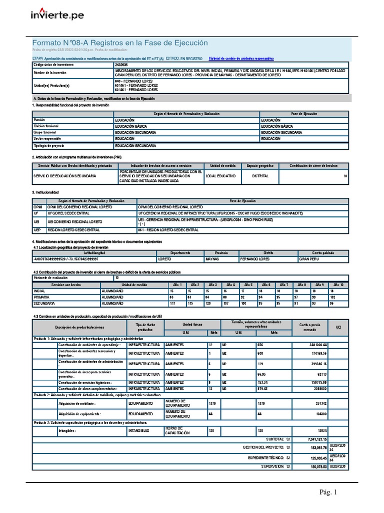 Formato 8A | PDF | Infraestructura | Economias