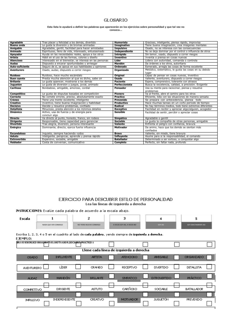 Test de Personalidad para Adolescentes | PDF