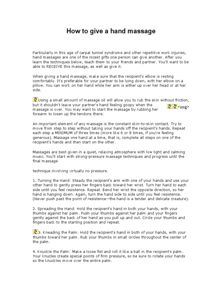 How To Give A Hand Massage | PDF | Hand | Finger