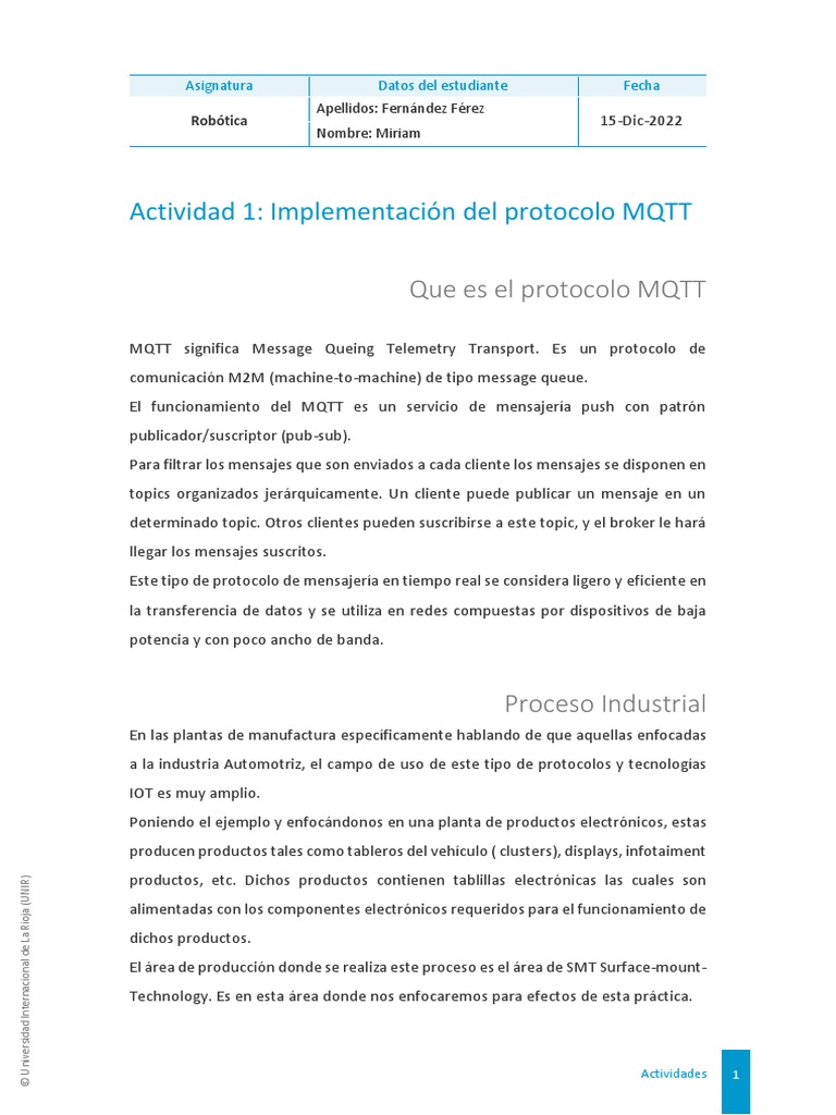 Actividad 1: Implementación Del Protocolo MQTT | PDF | Informática ...
