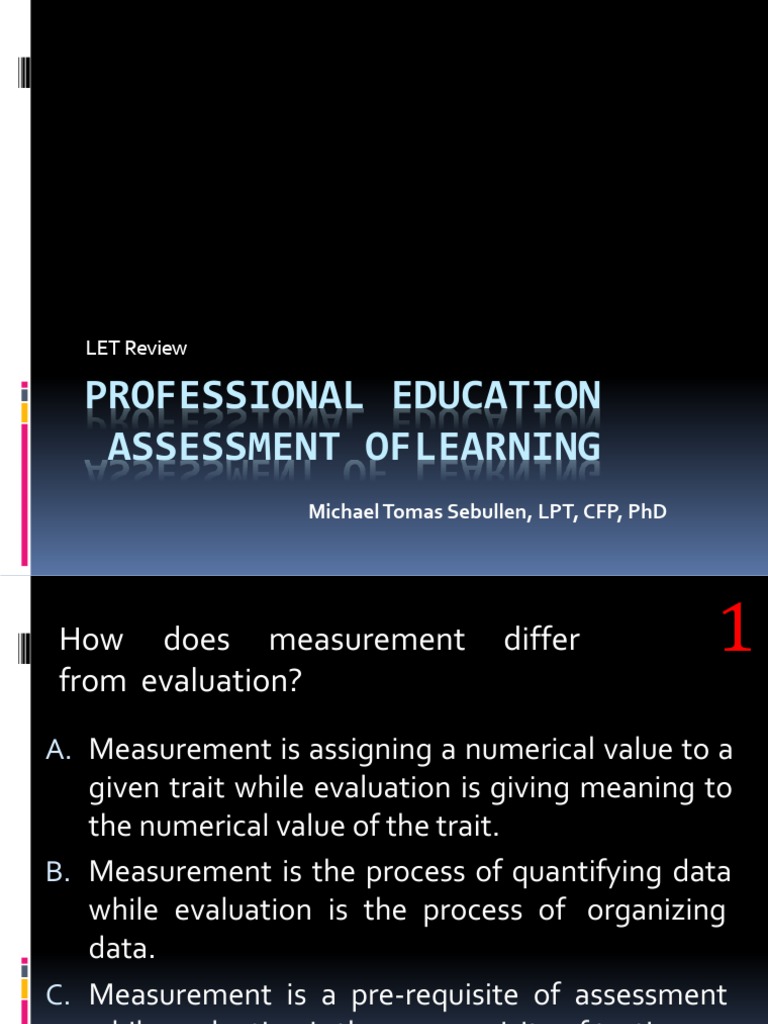 Assessment Let Review | PDF | Educational Assessment | Multiple Choice