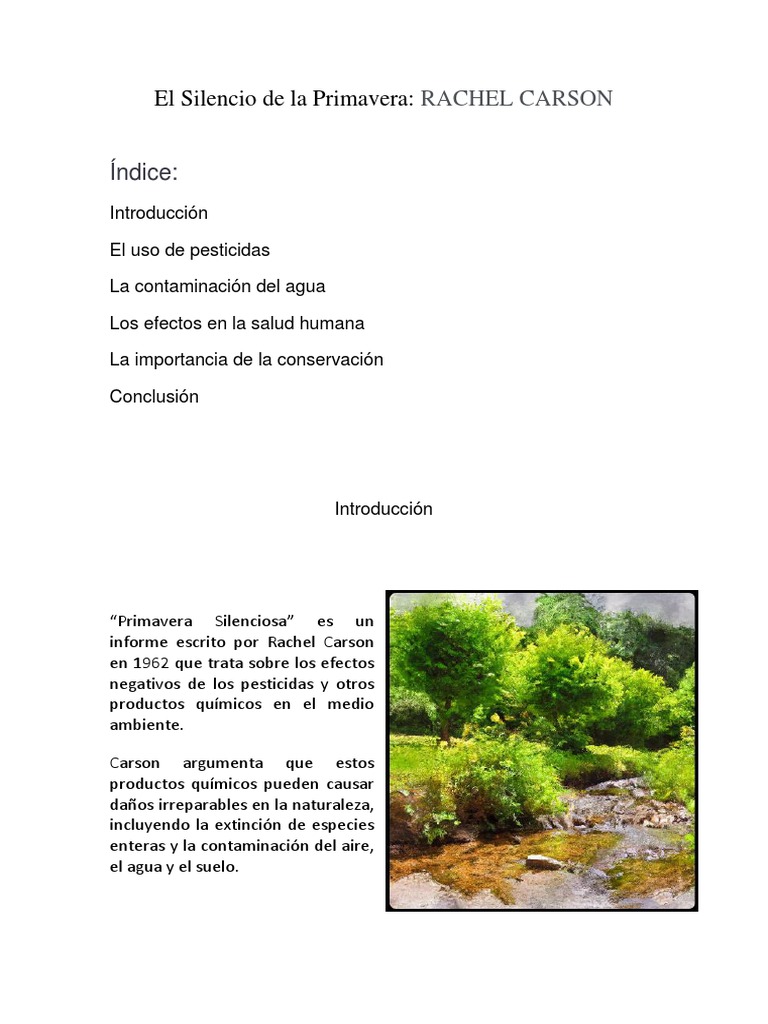 Informe de La Primavera Silenciosa - Rachel Carson | PDF | Pesticida ...