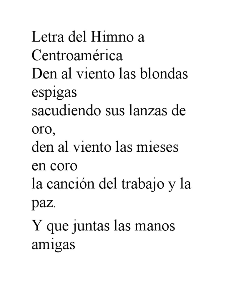 Letra Del Himno A Centroamérica | PDF