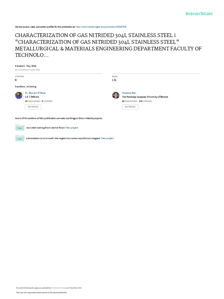 Gas Nitriding | PDF | Stainless Steel | Steel