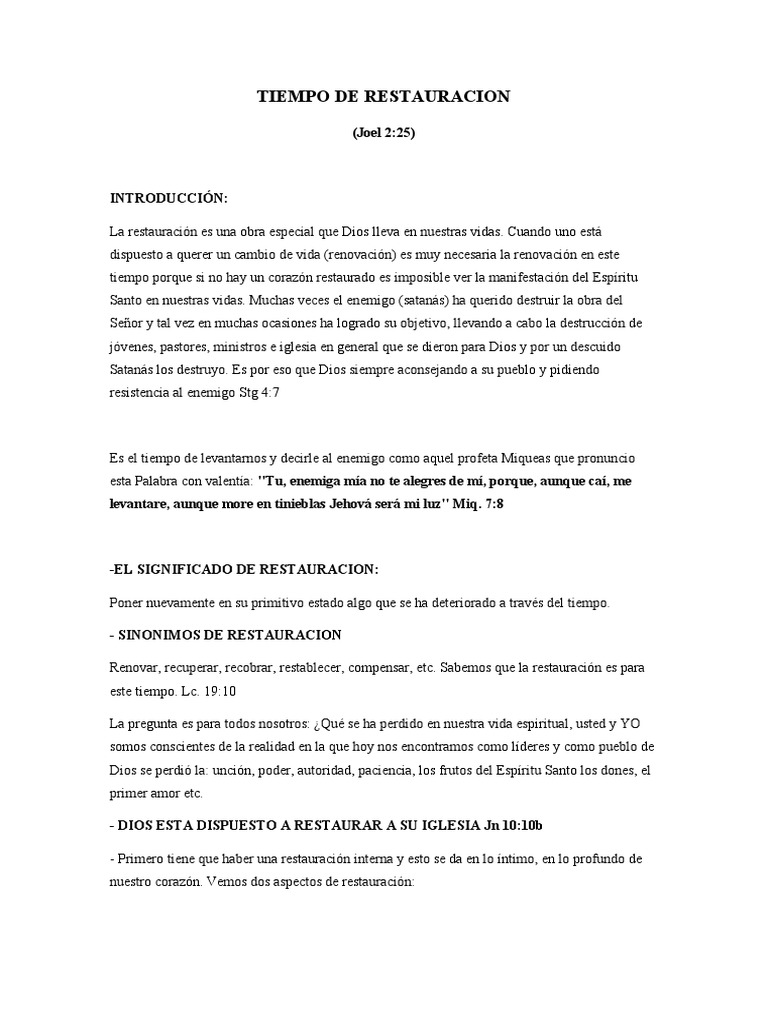 Tiempo de Restauracion | PDF | Dios | Concepciones de dios