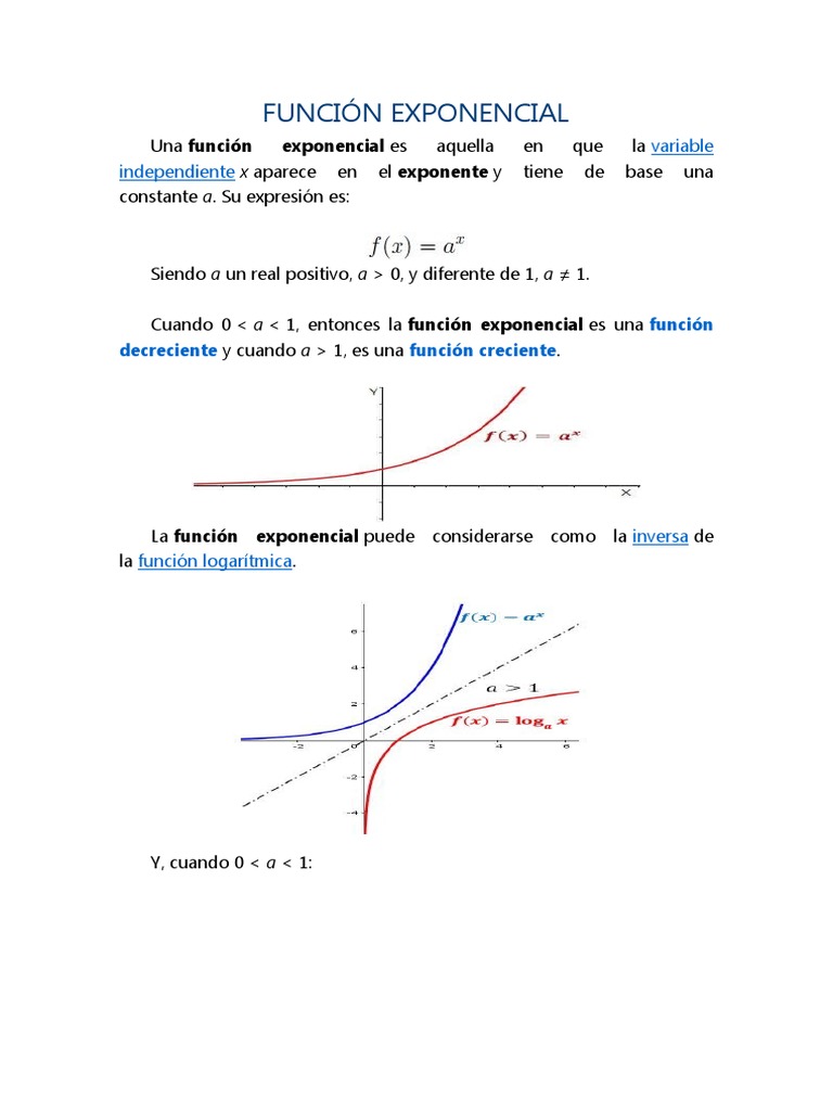 Propiedades y Ejemplos de Funciones Exponenciales | PDF | Función ...
